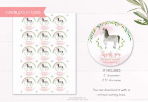 Editable Thank You Tag with Horse Illustration - Party Printables