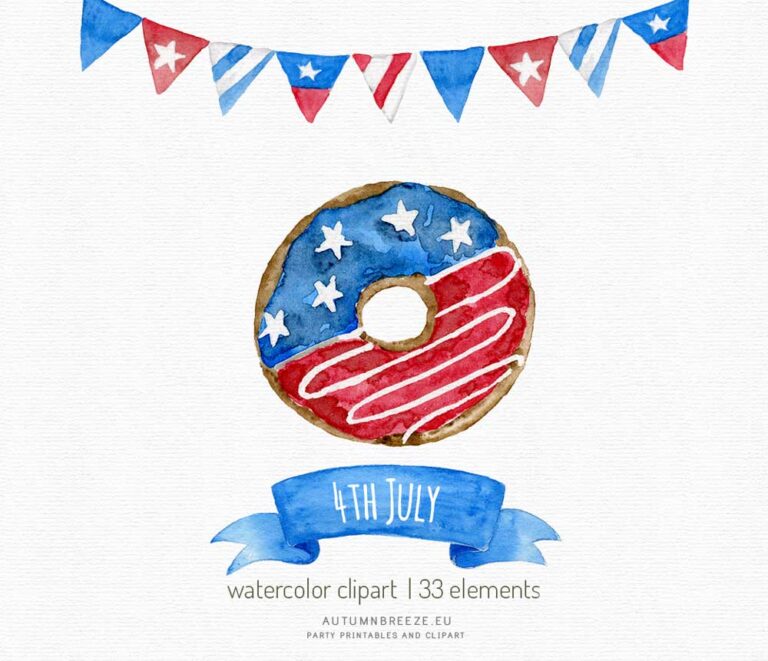 Independence Day, 4th July - Watercolor Clipart