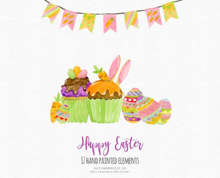 Happy Easter elements - Watercolor clipart