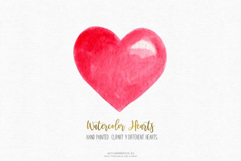 Watercolor Hearts Clipart with Transparent Background