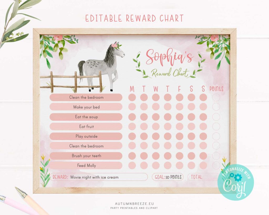 Reward Chart with Horse – Editable Reward Chart