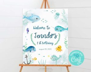 🌊 Under the Sea Welcome Sign – Editable Party Template 🐠