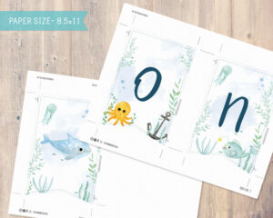 Printable One Banner with Under the Sea Theme - Party Printables