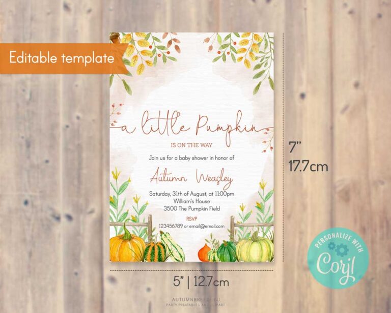 Baby Shower Invitation set with Fall Theme - Party Printables