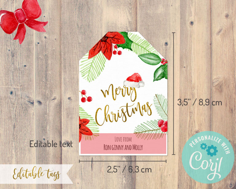 Editable Christmas Gift Tags – Festive Printable Labels 🎄