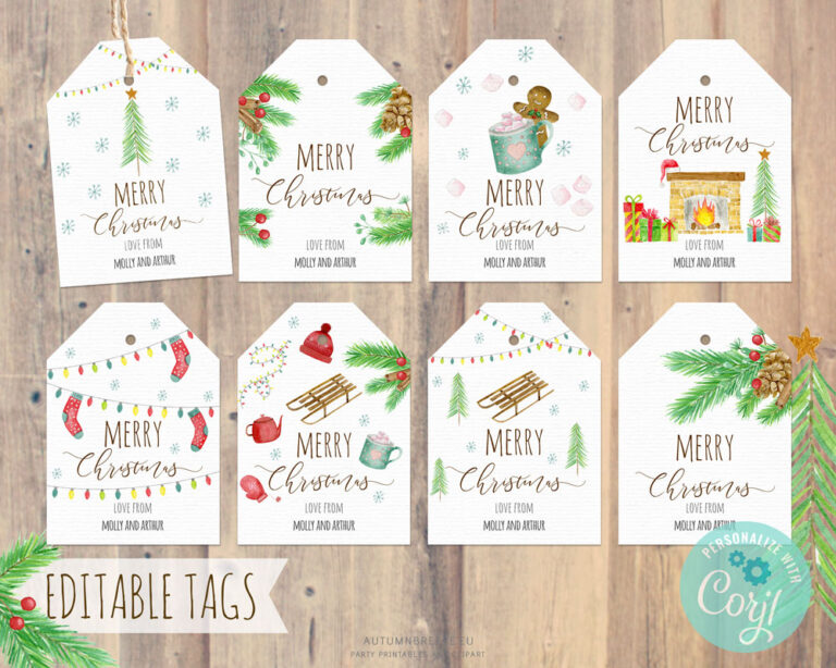 Editable Christmas tags Template Party Printables