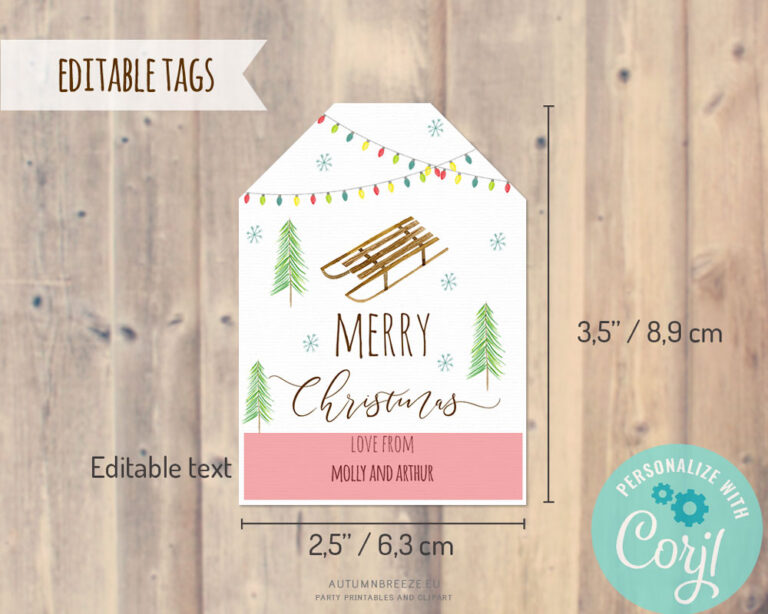 Editable Christmas tags Template Party Printables