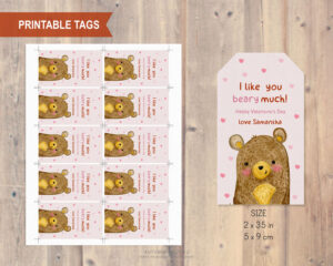 Editable Cute Valentine's Day tag with teddy bear 🧸 ️