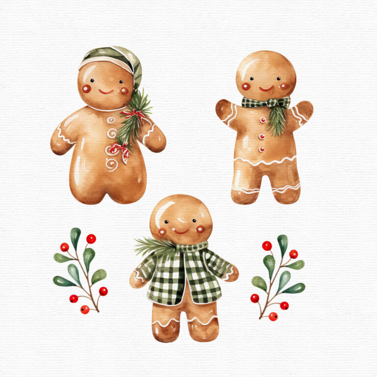 Watercolor Gingerbread Cookies, Christmas Clipart 🎄🍪