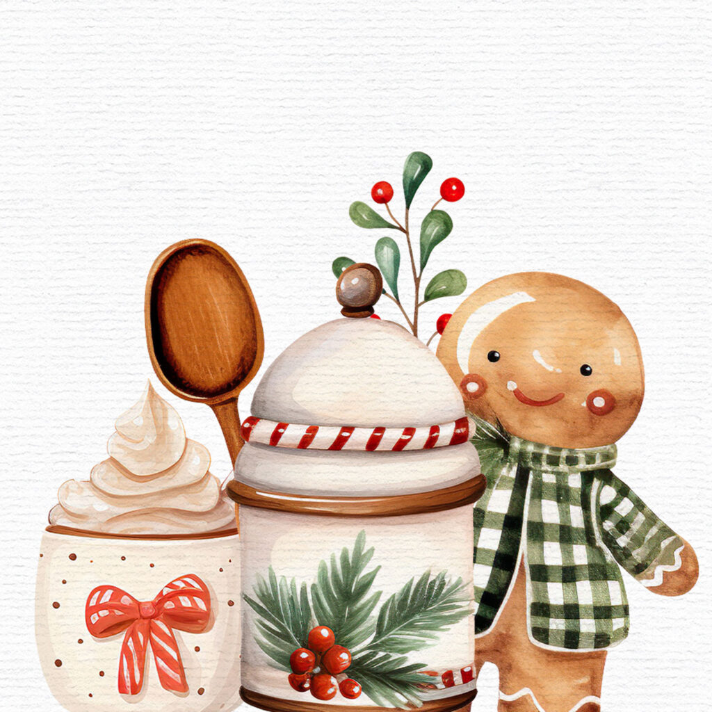 Watercolor Gingerbread Cookies, Christmas Clipart 🎄🍪