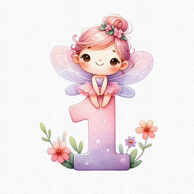 Fairy Alphabet Clipart PNG – Numbers Set for Kids 🧚‍♀️