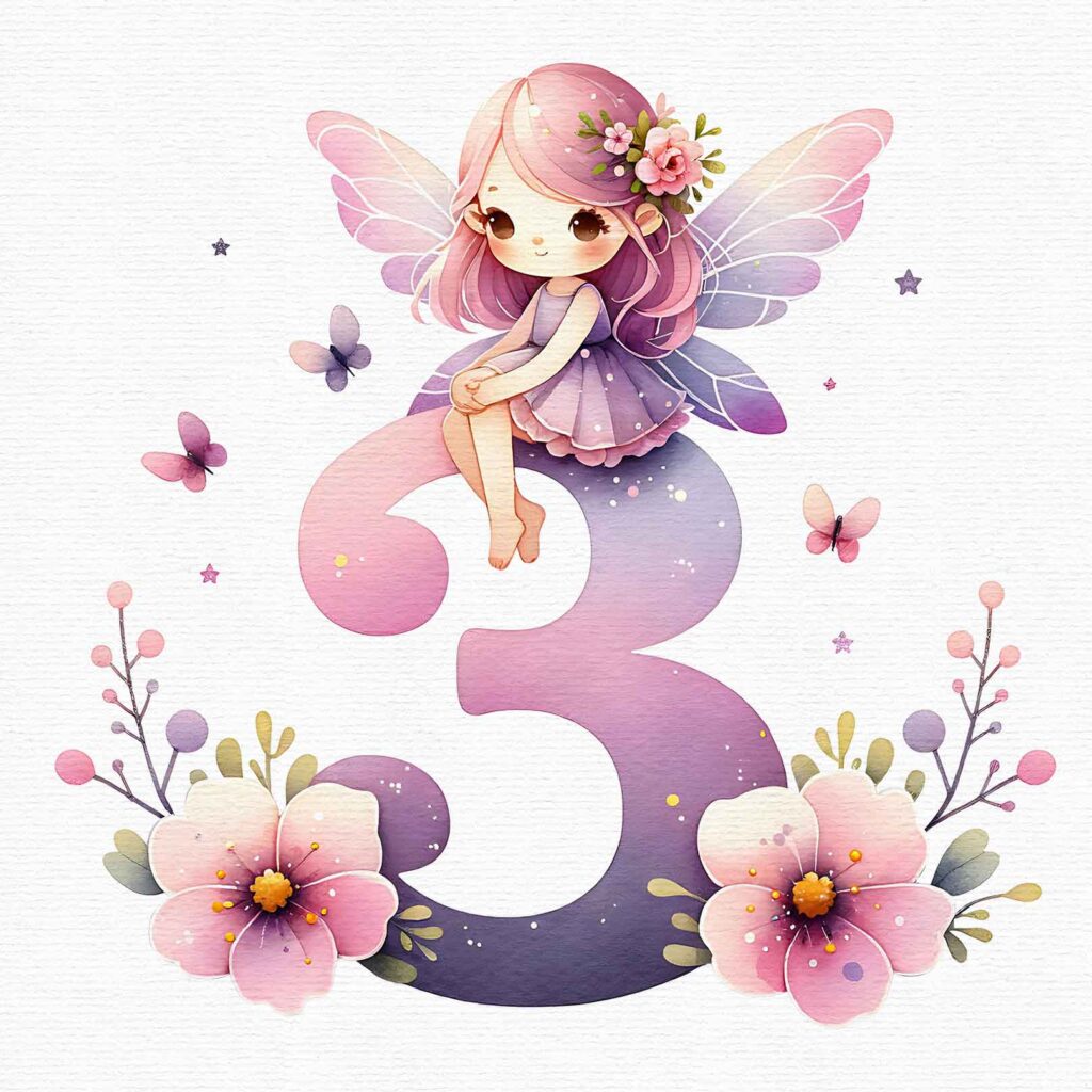 Fairy Alphabet Clipart PNG – Numbers Set for Kids 🧚‍♀️