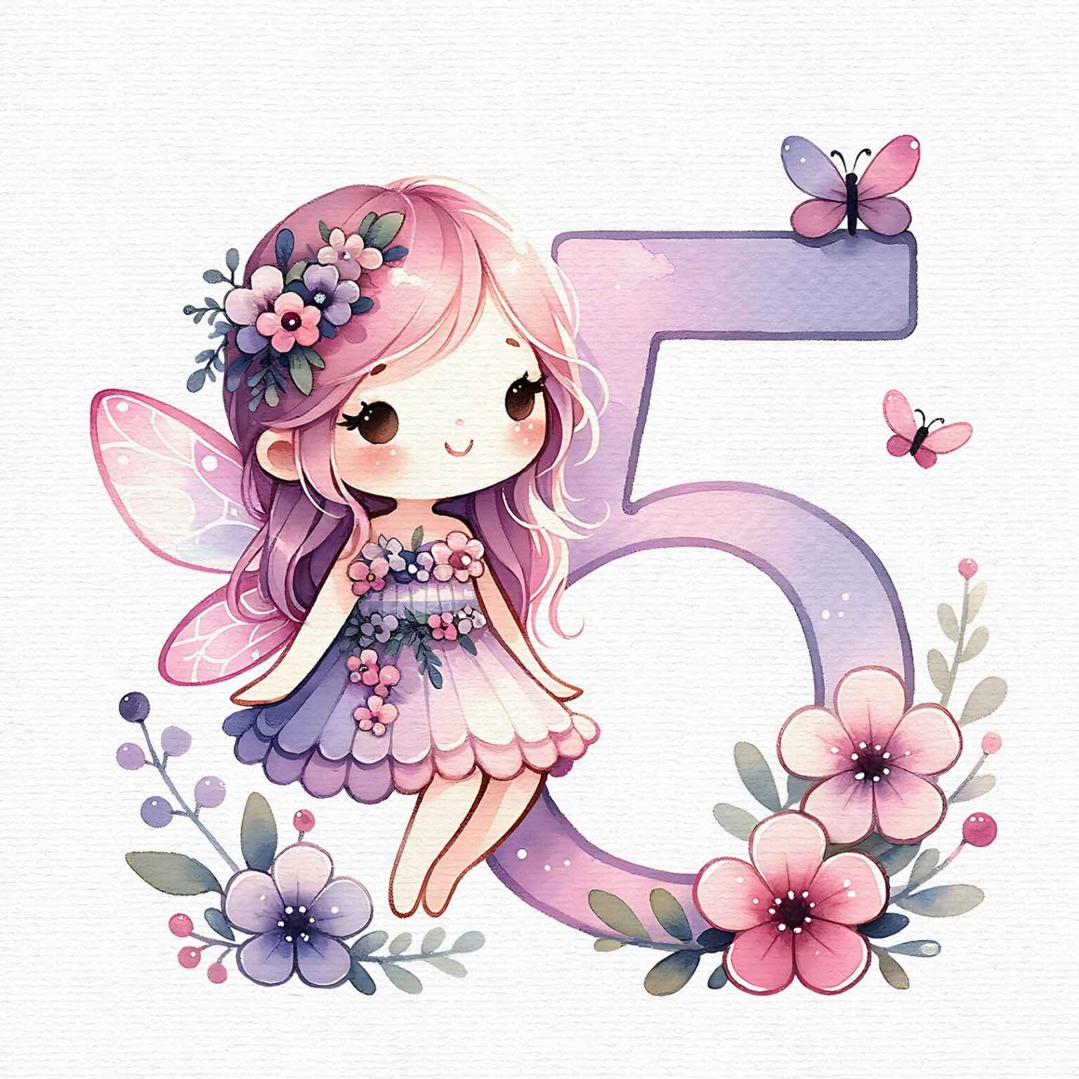 Fairy Alphabet Clipart PNG – Numbers Set for Kids 🧚‍♀️