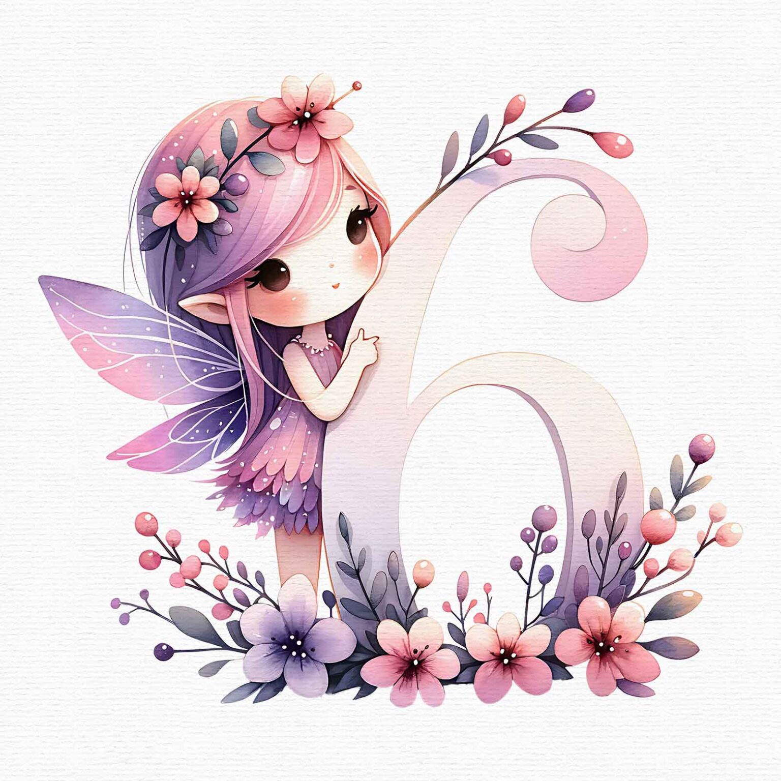 Fairy Alphabet Clipart PNG – Numbers Set for Kids 🧚‍♀️