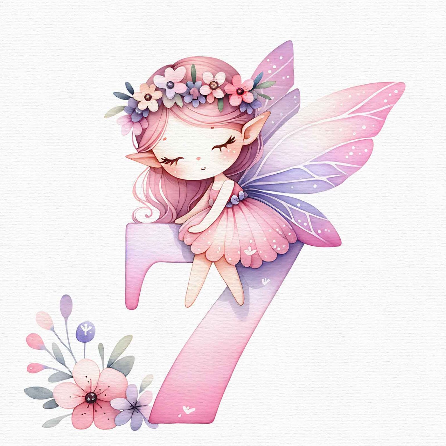Fairy Alphabet Clipart PNG – Numbers Set for Kids 🧚‍♀️