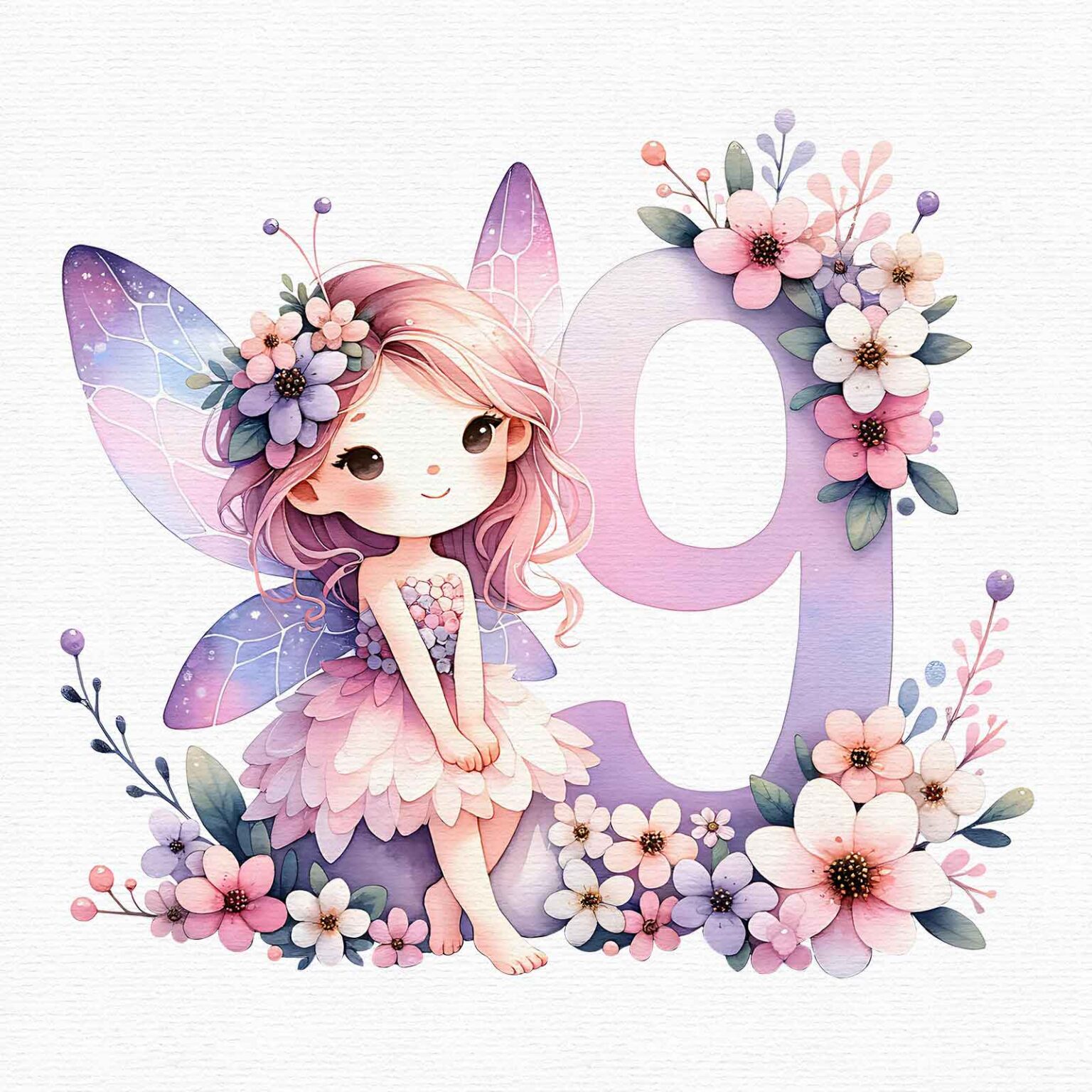 Fairy Alphabet Clipart PNG – Numbers Set for Kids 🧚‍♀️