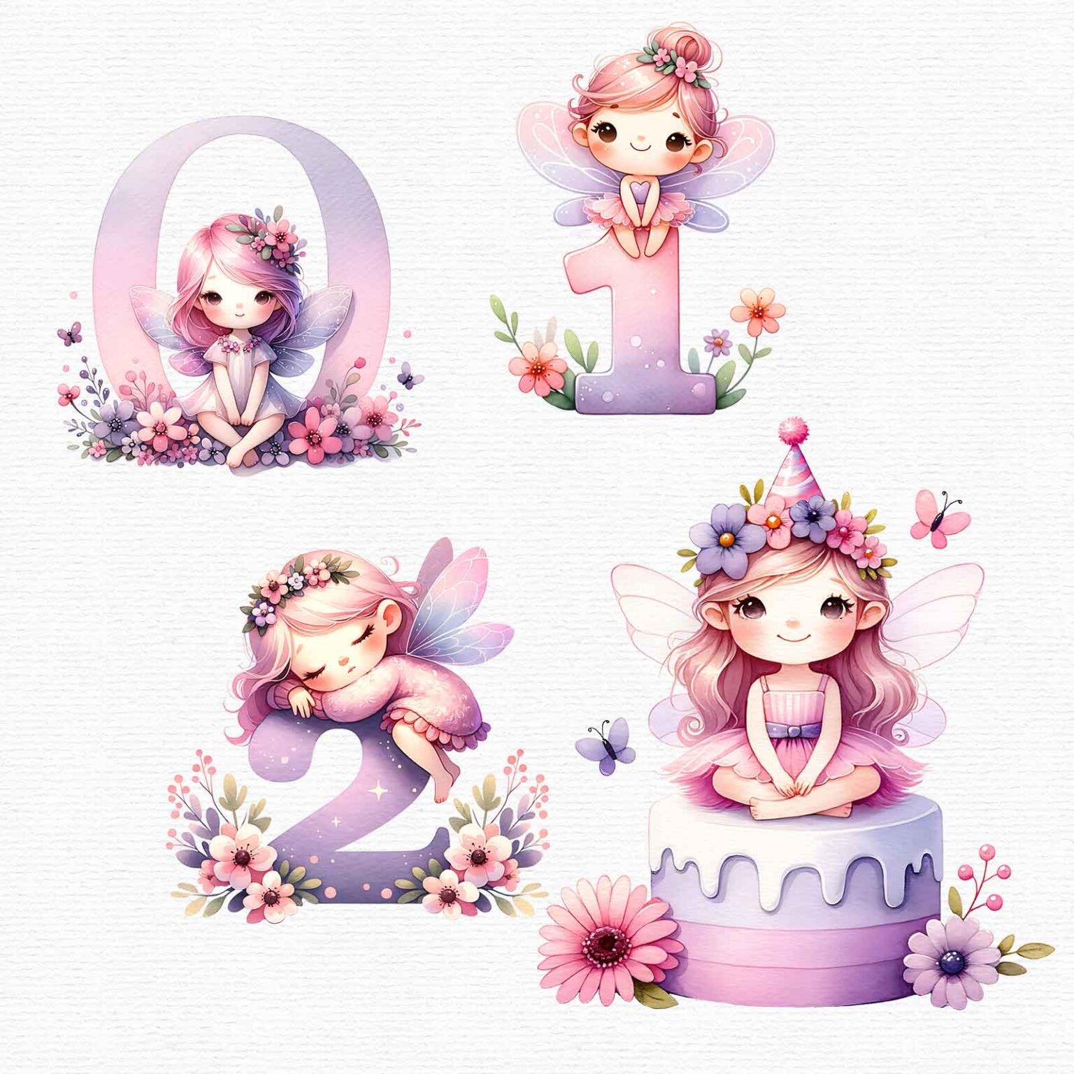 Fairy Alphabet Clipart PNG – Numbers Set for Kids 🧚‍♀️