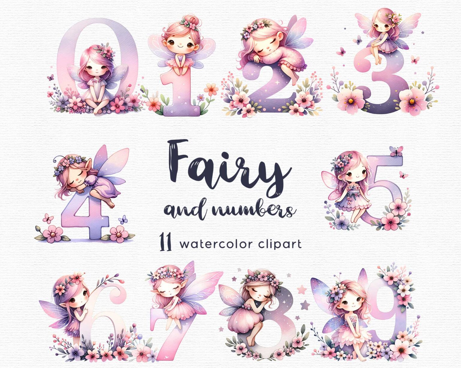 Fairy Alphabet Clipart PNG – Numbers Set for Kids 🧚‍♀️