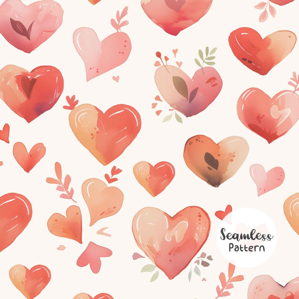 Heart seamless pattern, Valentines Day, Repeating Pattern - Autumn Breeze