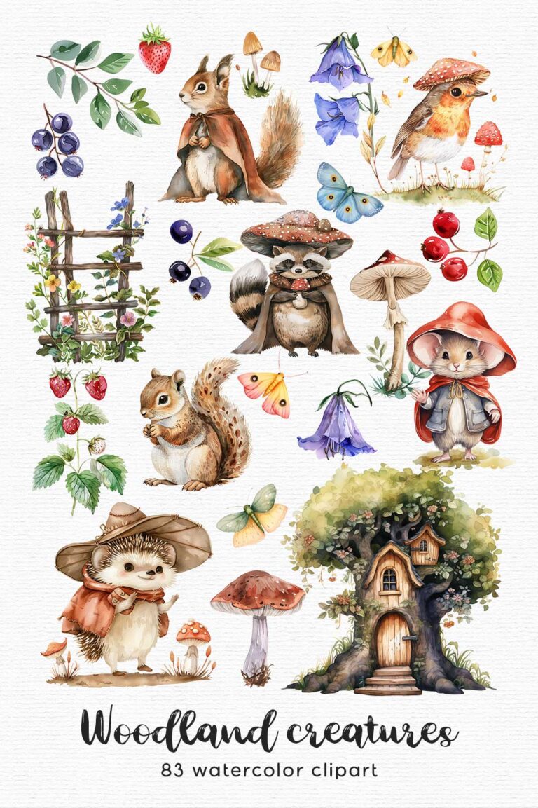 woodland animals clipart bundle! Set of 83 png 🦊 🐻 🐿️