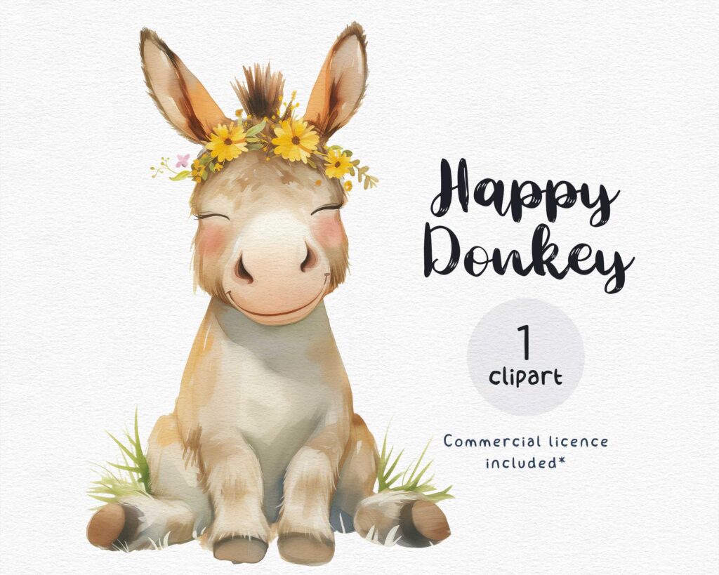 Donkey clipart, 1 png graphics with transparent background.
