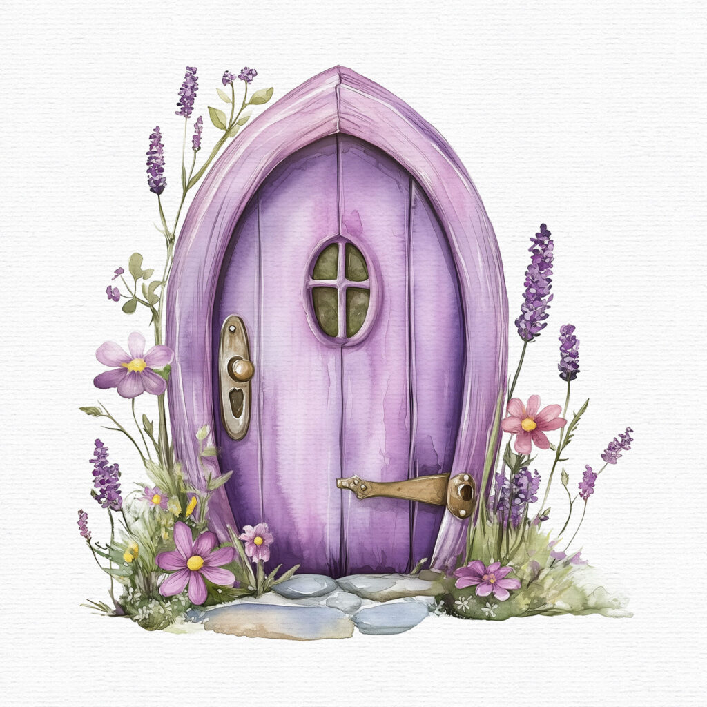 Pink and purple fairy door clipart 🧚‍♀️ for fairy garden crafts