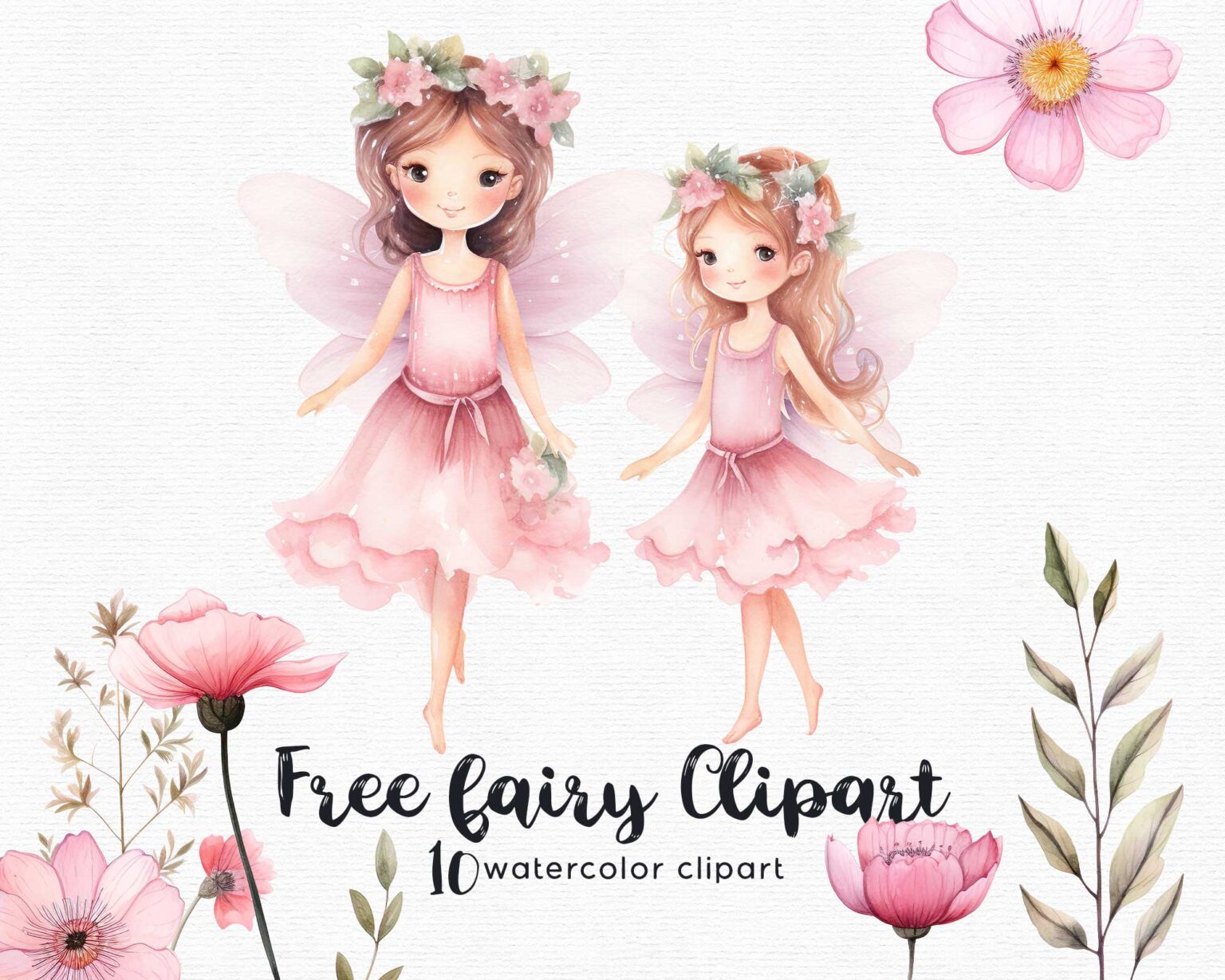 Fairy Clipart – Whimsical Watercolor Fairy Garden Clipart Sets